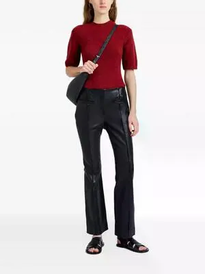 Proenza Schouler White Label Dana Sweater Stripe Knit With Ribbed Short Sleeves - Red