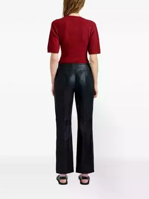 Proenza Schouler White Label Dana Sweater Stripe Knit With Ribbed Short Sleeves - Red