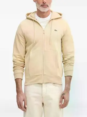 Lacoste Logo-patch Zip-up Hoodie - Neutrals