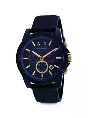 Armani Exchange Chronograph Silicone Strap 47mm Watch - Blue