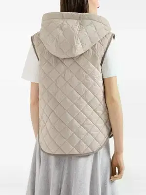 Brunello Cucinelli Lightweight Matte Nylon Quilted Vest With Hood - Neutrals
