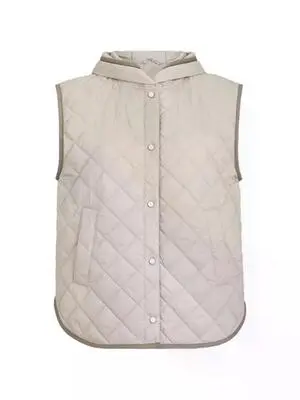 Brunello Cucinelli Lightweight Matte Nylon Quilted Vest With Hood - Neutrals