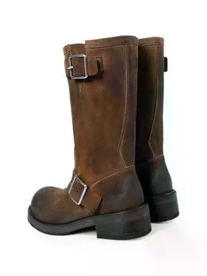 ANN DEMEULEMEESTER Sarith Buckle-fastening Suede Biker Boots