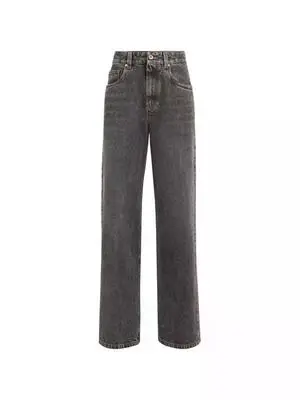 Brunello Cucinelli Dark Washed Denim Loose Fit Trousers - Grey