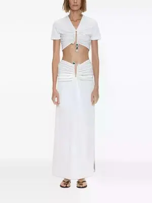 Christopher Esber Droplet Ruched Crystal-pendant T-shirt