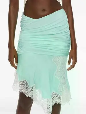 Christopher Esber Incline Lace-trimmed Gathered Midi Skirt - Blue