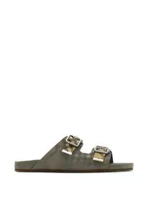 Burberry Check Suede Urchin Sandals - Grey
