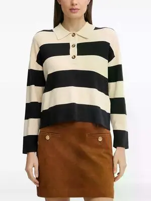 PEDRO DEL HIERRO Striped Polo-collar Sweater - Neutrals