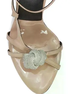 ROTATE BY BIRGER CHRISTENSEN Knot Patent Leather Ankle Strap Sandals