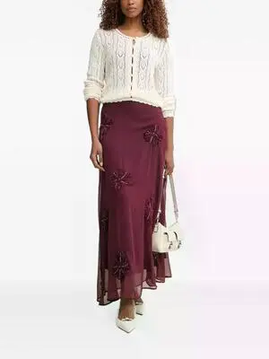 PEDRO DEL HIERRO Beaded Floral-appliqué Maxi Skirt