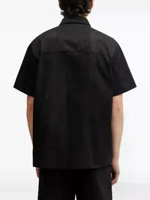HELIOT EMIL Perforated Logo-plaque Shirt