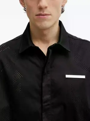 HELIOT EMIL Perforated Logo-plaque Shirt