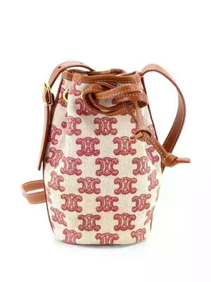 Celine Drawstring Triomphe Canvas Micro Bucket Bag