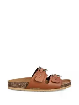 Moschino Heart Buckle Leather Slides