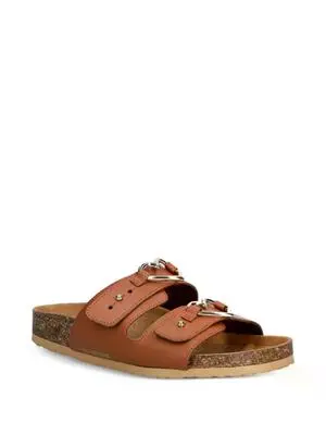 Moschino Heart Buckle Leather Slides