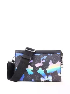 LOUIS VUITTON Gaston Wearable Wallet Sunrise Monogram Eclipse Canvas Crossbody Bag - Black