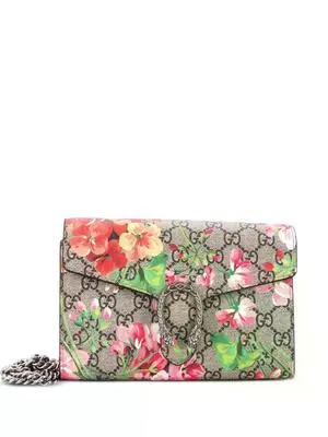 Gucci Dionysus Chain Wallet Blooms Print Gg Coated Canvas Small Crossbody Bag - Brown