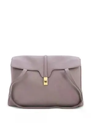 Celine Soft 16 Bag Grained Calfskin Large Shoulder Bag - Grey