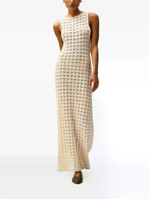 RETORI Sleeveless Boat Neck Crochet Dress