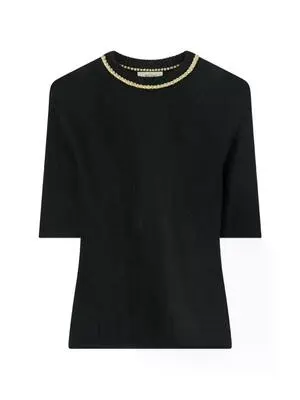 RETORI Chain-detail Rib-knit T-shirt - Black