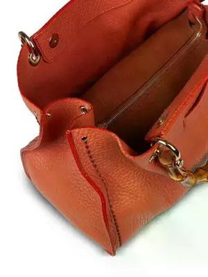 VISONA` Visona Posillipo Bamboo-handle Leather Tote Bag - Orange