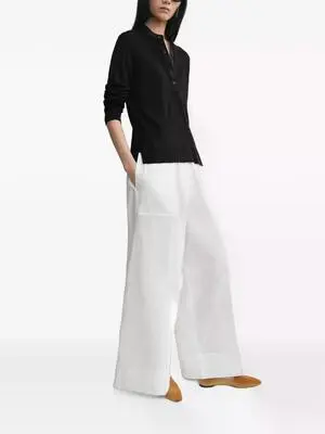 TOTEME Fine Knit Band Collar Button-placket Sweater