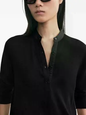 TOTEME Fine Knit Band Collar Button-placket Sweater