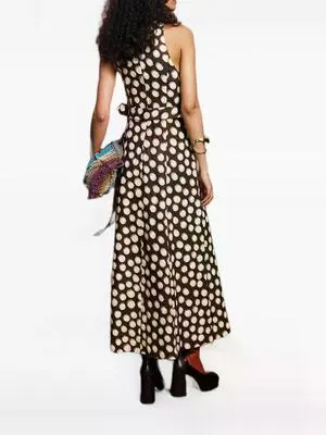 ALEMAIS Paula Belted Polka-dot Midi Dress