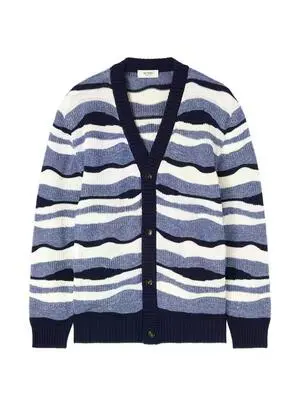 RETORI Waves-jacquard Knit Cardigan - Blue
