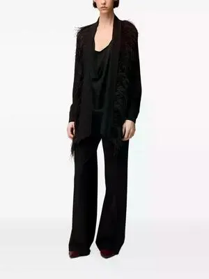 RETORI Retroi Silk Crêpe De Chine Blouse With Ostrich Feather Trim