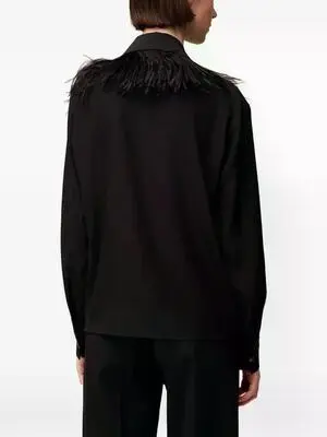 RETORI Retroi Silk Crêpe De Chine Blouse With Ostrich Feather Trim