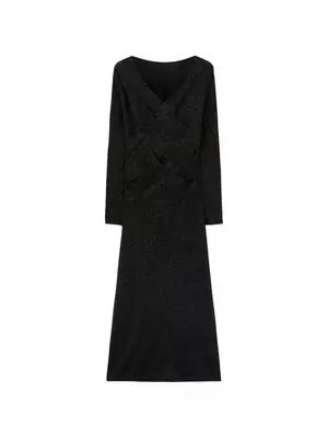 RETORI Intertwined-pattern V-neck Maxi Dress - Black