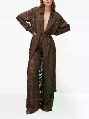 RETORI Devoré-palm Wrap Midi Dress