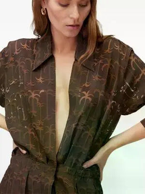 RETORI Devoré-palm Wrap Midi Dress