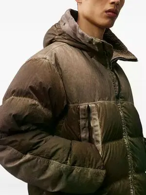 C.P. COMPANY Goggle-detail Quilted Jacket - Brown