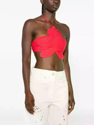 Farm Rio Appliqué Halterneck Cropped Top