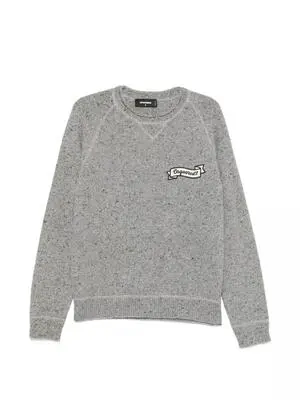 Dsquared2 Logo Patch Flecked Sweater - Grey