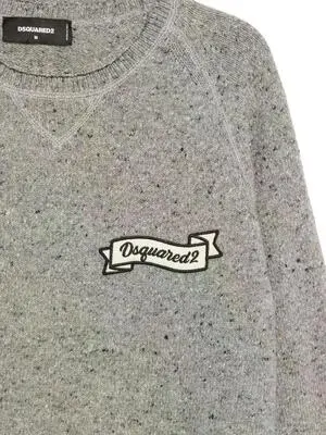 Dsquared2 Logo Patch Flecked Sweater - Grey