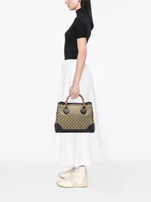 Gucci Gg Canvas Bamboo Diana Tote Bag