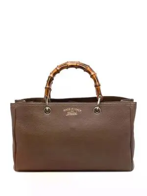 Gucci 2016-2026 Medium Calfskin Bamboo Shopper Satchel - Brown