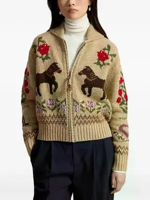 Polo Ralph Lauren Intarsia Knit Shawl Collar Cardigan - Neutrals
