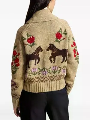 Polo Ralph Lauren Intarsia Knit Shawl Collar Cardigan - Neutrals