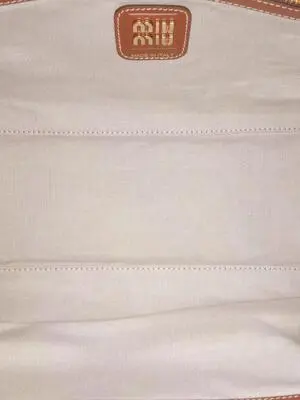 Miu Miu 2010-2026 Large Canvas And Leather Logo Beau Handbag