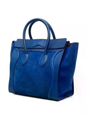 Celine Suede And Calfskin Luggage Tote Bag - Blue