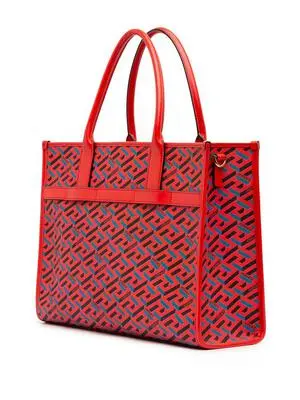 Versace 2000-2026 Multicolor Coated Canvas La Greca Tote Satchel