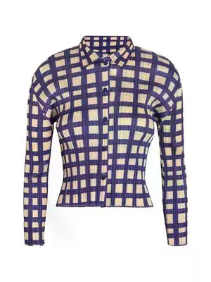 Issey Miyake Plissé Check Print Shirt - Blue