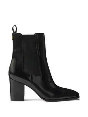 Ralph Lauren Raelynn Glazed Leather Block Heel Boots