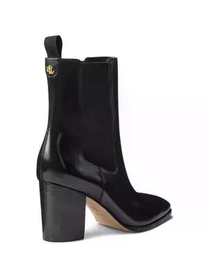 Ralph Lauren Raelynn Glazed Leather Block Heel Boots