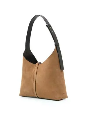 Strathberry Suede Shoulder Bag With Bar Detail - Brown