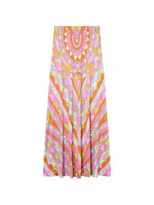 Emilio Pucci Manuba Print Satin Jersey Maxi Skirt - Pink